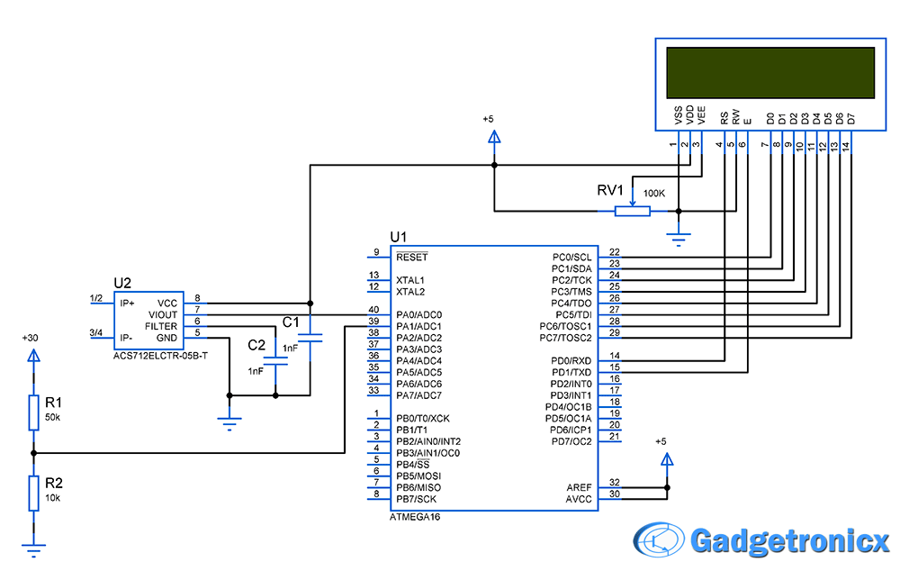 Volt Amp Meter Using Avr Microcontroller Gadgetronicx