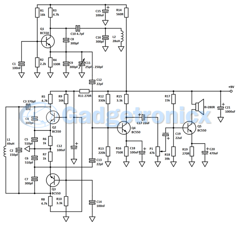 Metal detector circuit using IC 555 - Gadgetronicx Metal detector circuit using IC 555 - Gadgetronicx