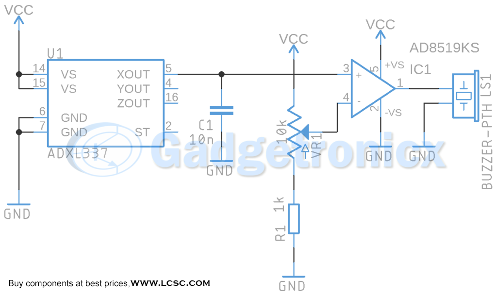 Acceleration sensing Alarm using ADXL337 - Gadgetronicx